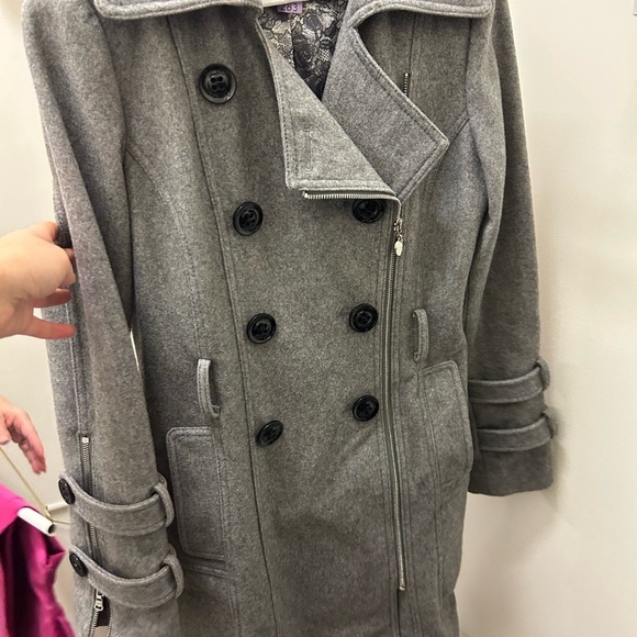 G by Guess | Jackets & Coats | Guess Grey Wool Coat With Zipper Front ...